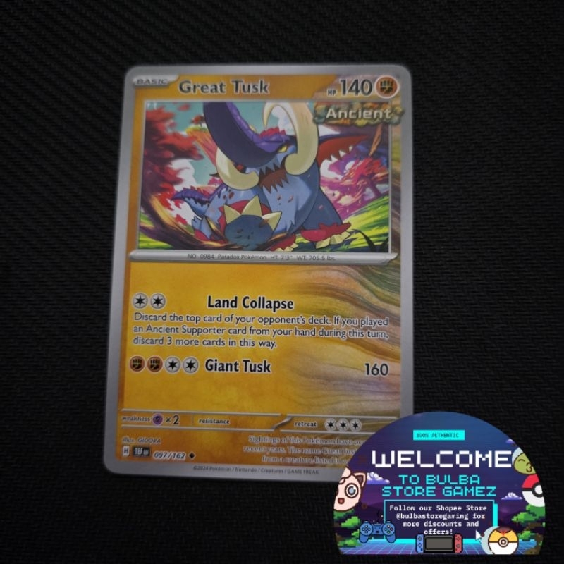 Great Tusk 097/162 SV05 Temporal Forces TEF Pokémon TCG Card Game Scarlet & Violet Original ...