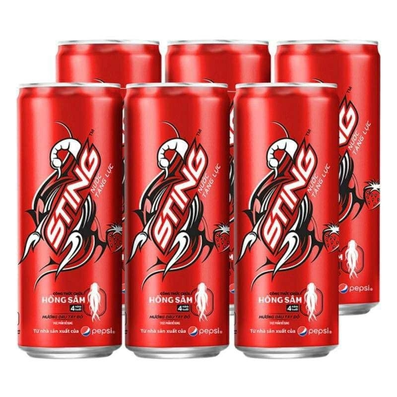 1 pack (6pcs) Pepsi Sting strawberry energy drink can 330ml | Shopee ...