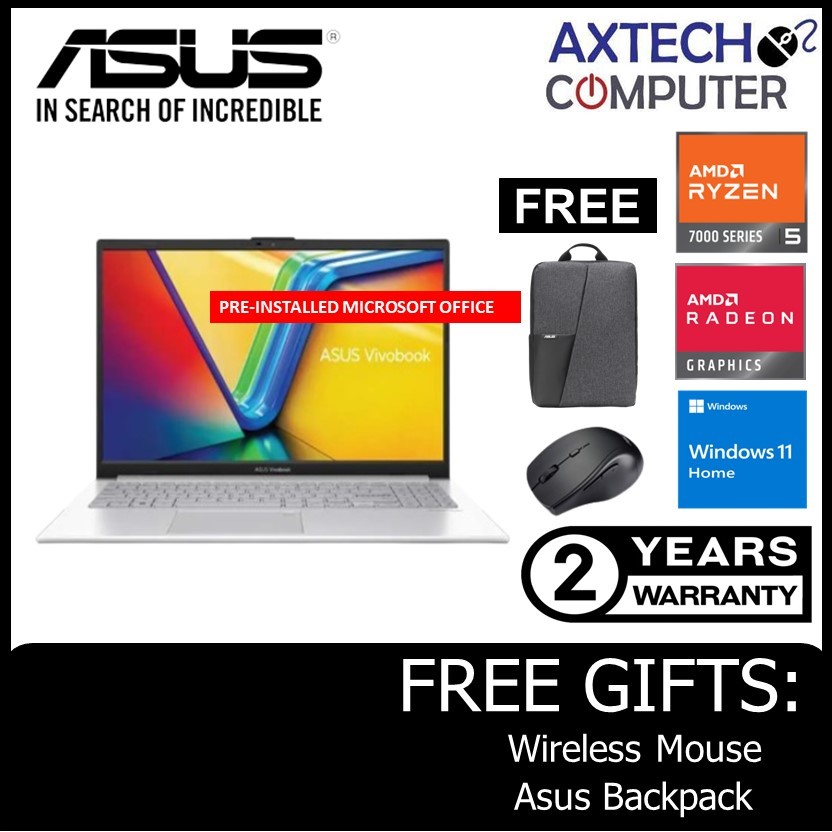 Asus VivoBook Go 15 E1504F-ABQ469WSM 15.6'' FHD Silver(Ryzen 5 7520U ...
