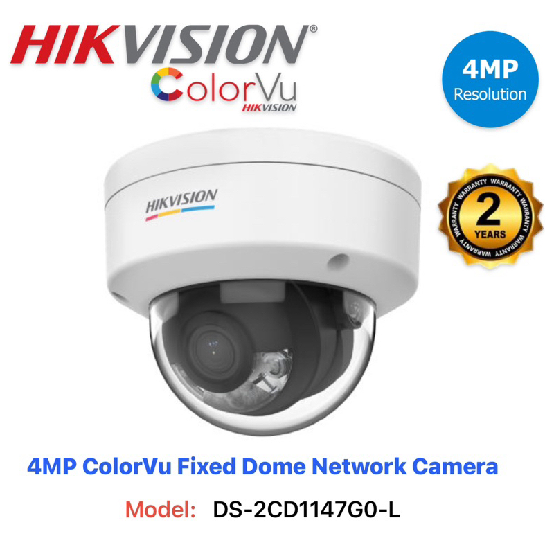 Hikvision 4mp DS-2CD1147G0-L ColorVu Fixed Dome Network Camera | Shopee ...