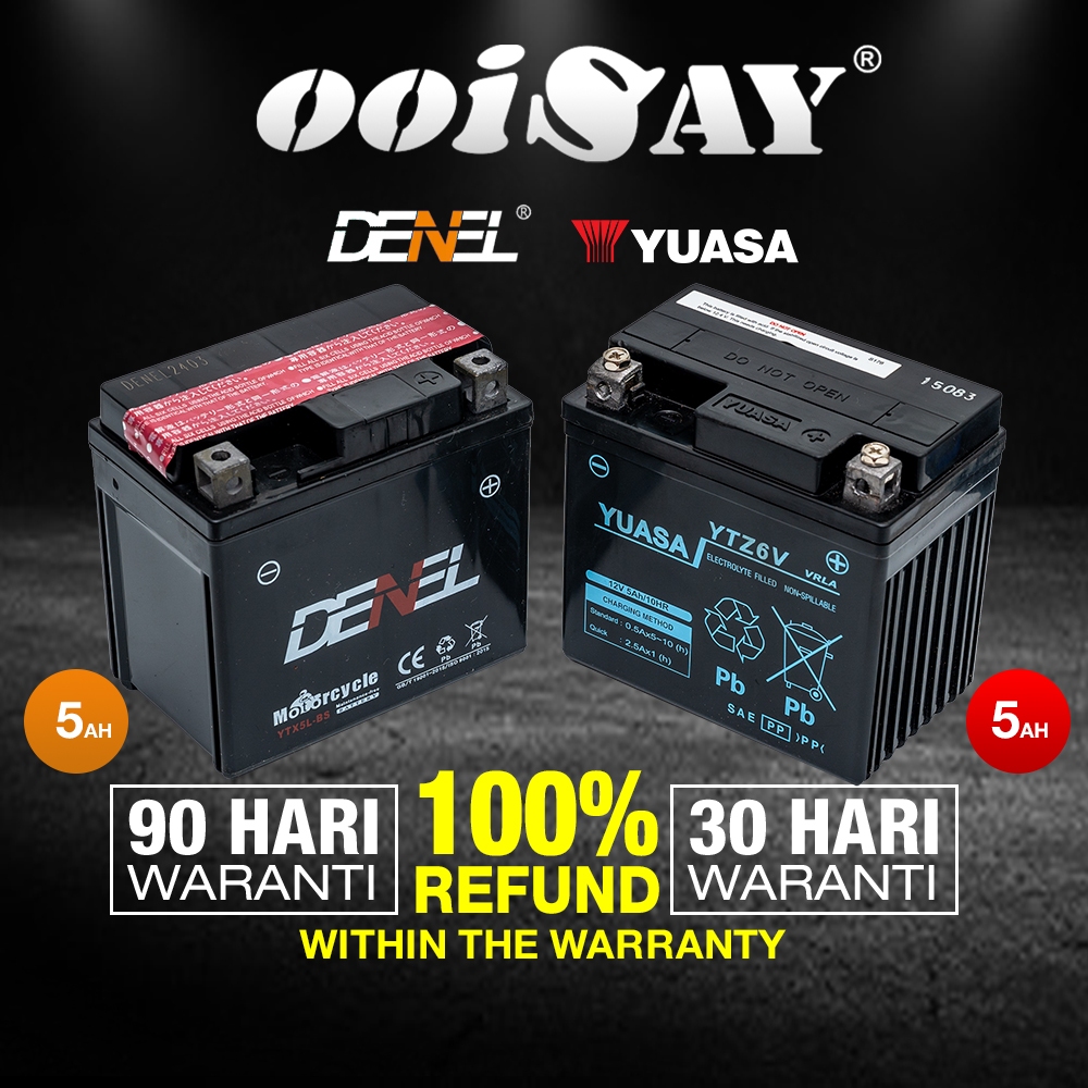 YUASA DENEL YTZ6V-MF (VRLA) - YTX5L-BS - YTZ7S - Motorcycle Battery ...
