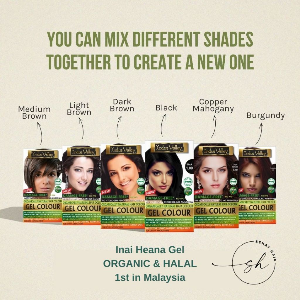Inai/Heana Gel Hair Color Kit. 1st in Malaysia. INDUS VALLEY Henna Gel ...
