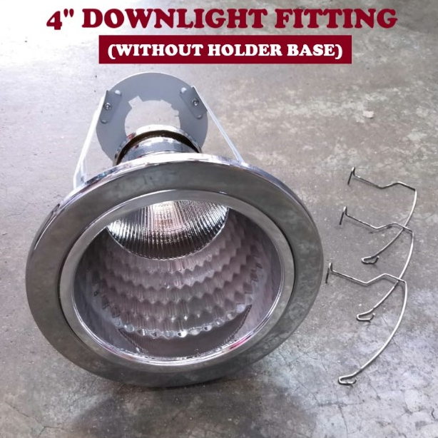 READY STOCK 4-Inch(") Downlight Fitting Round Bracket Silver Frame ...