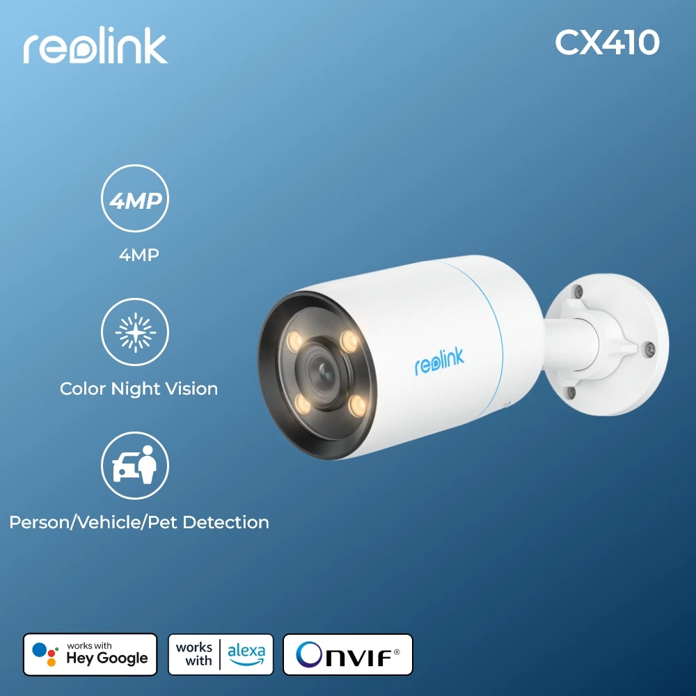 Reolink ColorX CX810 8MP/ CX410 4MP PoE IP Camera True Full-Color Night ...