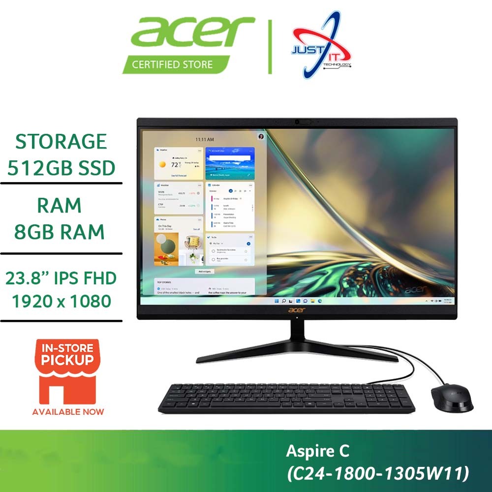 ACER ASPIRE C24-1800-1305W11 ALL-IN-ONE DESKTOP PC (I3-1305U 8GD4 ...