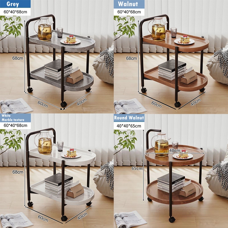 Movable Corner Table wooden Trolley Coffee Tea Table With Wheels Bed ...