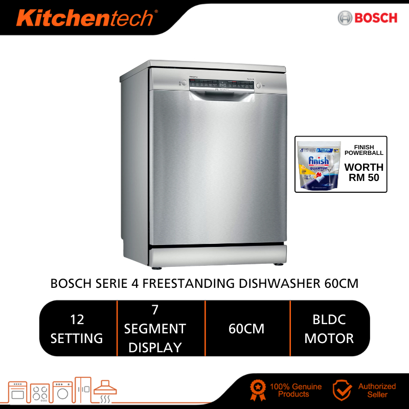 Bosch Serie 4 Free Standing Dishwasher 60cm Stainless Steel SMS4IVI01P ...