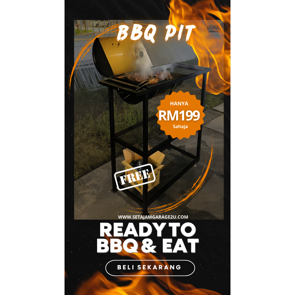 BBQ Grill Outdoor Drum Set Tong Drum 25L | Shopee Malaysia