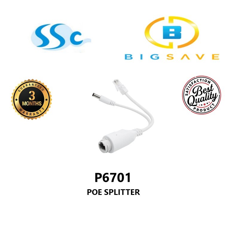 SSC P6701 12V POE SPLITTER ADAPTER CABLE POWER SUPPLY CONNECTOR MODULE ...