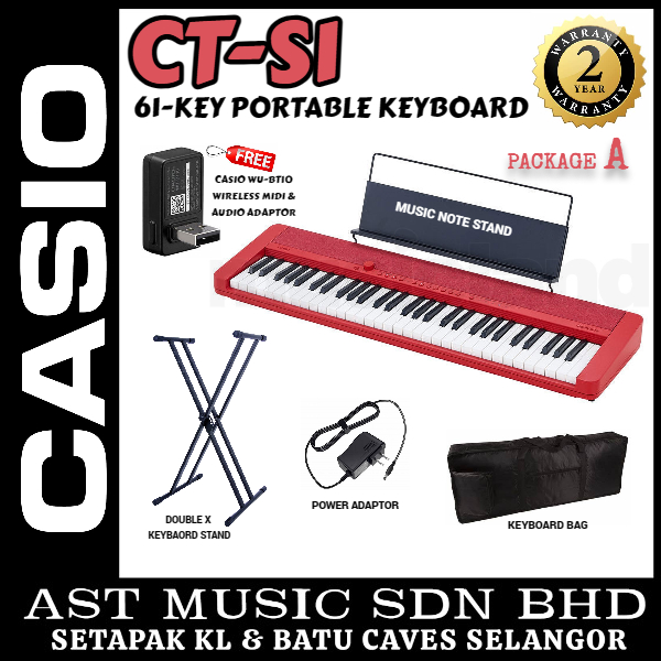 Casio CT-S1 61-key Portable Keyboard – Red ( CTS1 / Cts1 ) | Shopee ...