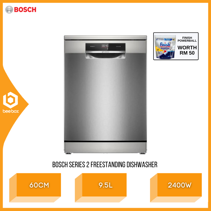 Bosch Series 8 Freestanding Dishwasher 60cm Stainless Steel 14 Place ...