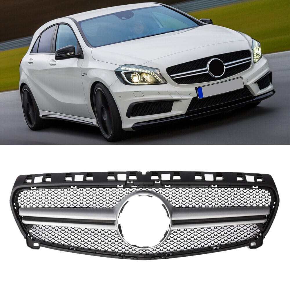 A CLASS W176 A45 SPOILER GRILLE DIAMOND GT CHROME BLACK ROOF WING AMG ...