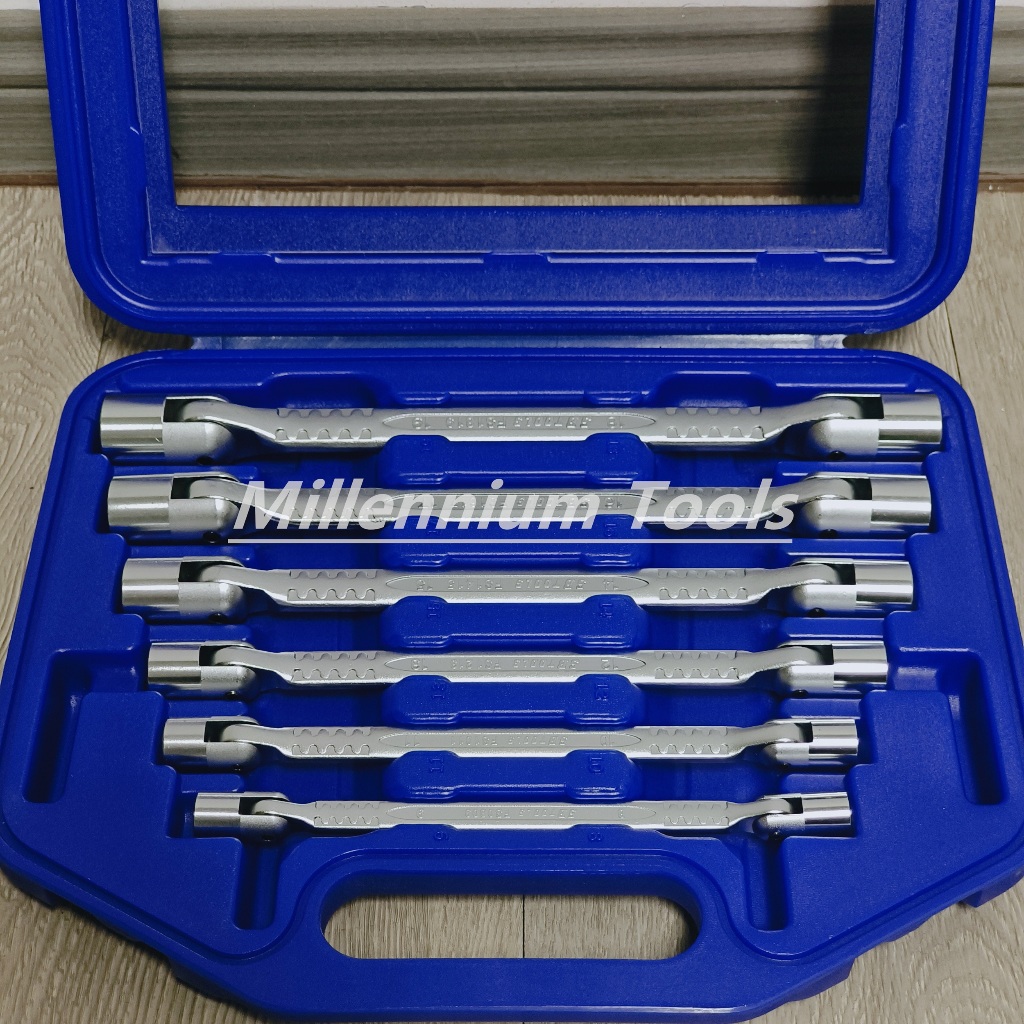 SB TOOLS 6Pcs Double Flexible Socket Wrench Set | Flexible Socket Set | Spanner Set (8-19mm ...