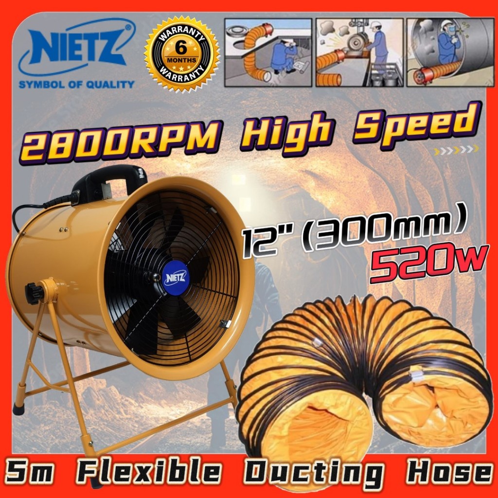 NIETZ BF120F 520w Indcution Motor 12" Portable Blower Ventilator Blower ...