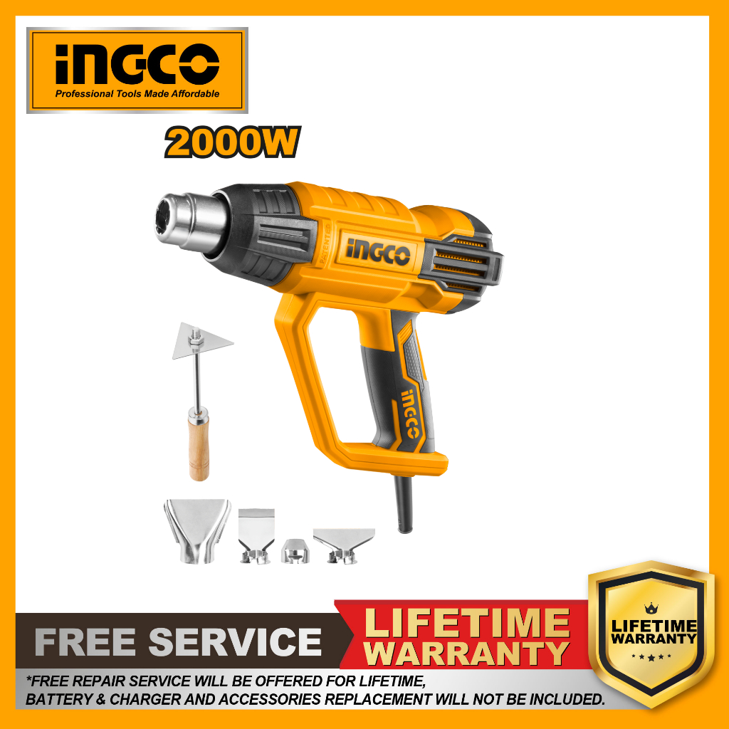 INGCO 2000W Corded Heat Gun HG200028 with Accessories | Shopee Malaysia