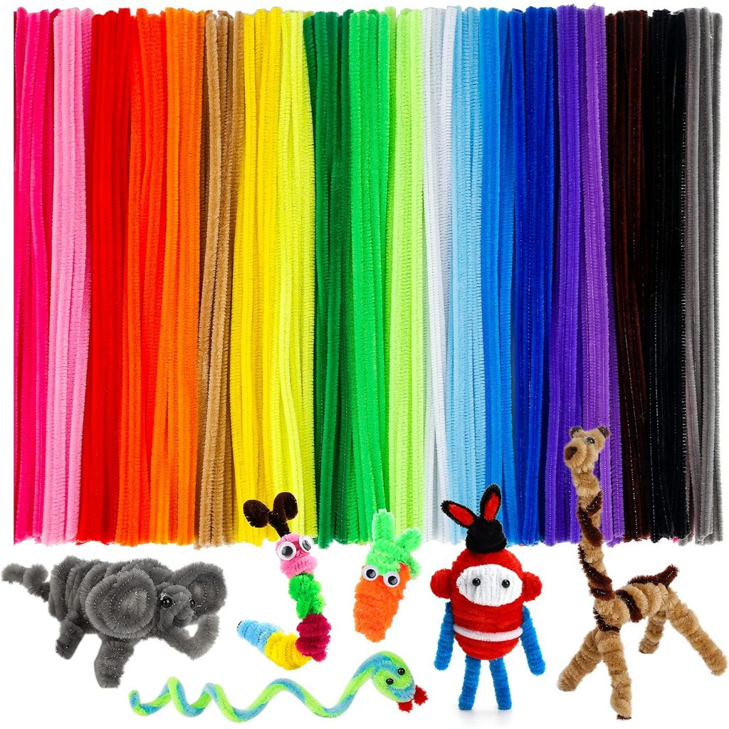 100 Pcs Chenille Stems Colorful Sticks Pipe Cleaner Twist Stick Brush ...
