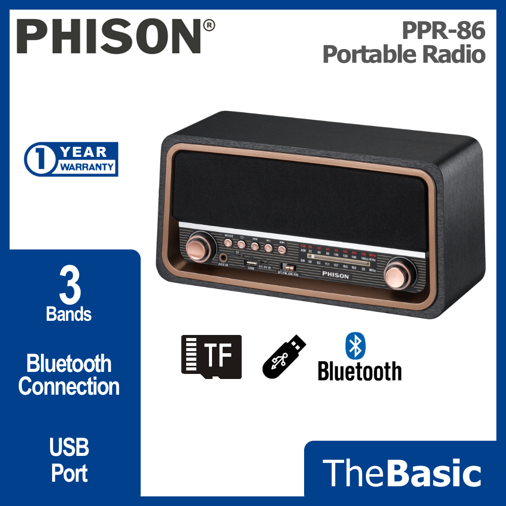 PHISON 3 Bands Portable Rechargeable Radio wuth USB & Bluetooth ...