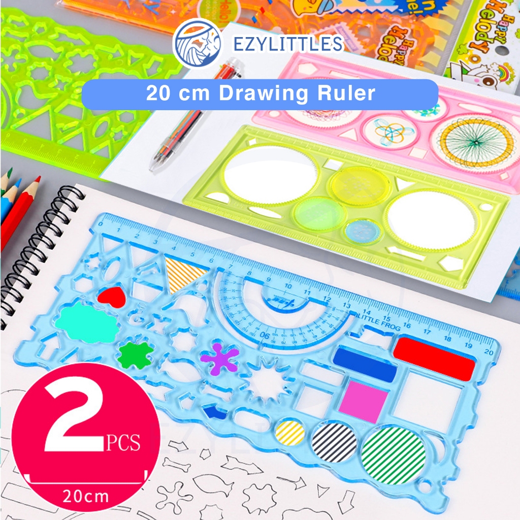 EZYLITTLES Children Drawing Ruler DIY Sketch Art Ruler Fancy Stationery ...