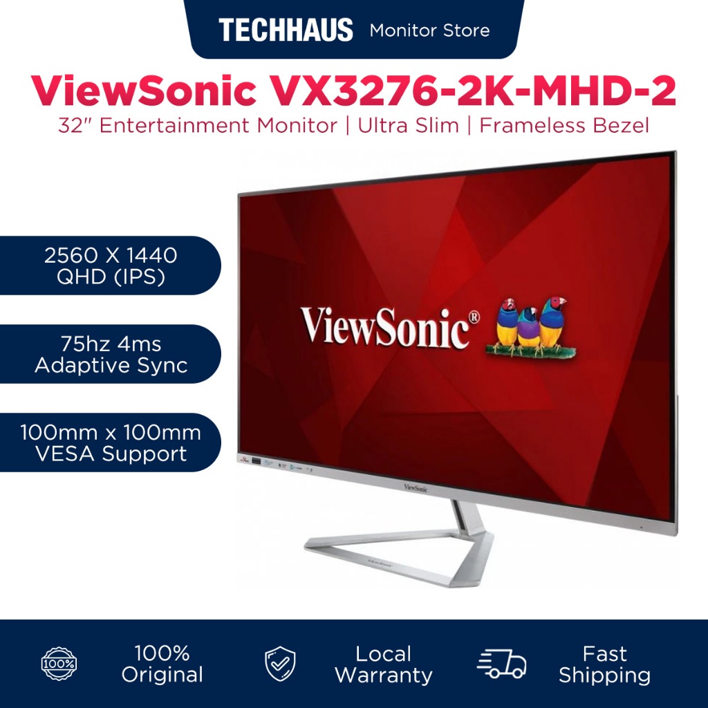 ViewSonic VX3276-2K-MHD-2 32" QHD SuperClear® IPS 75hz Ultra Slim ...