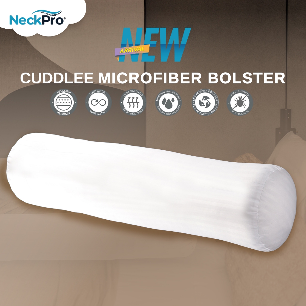 NeckPro Cuddlee Microfibre Bolster - 100% Cotton Sateen Fabric (8"x36 ...