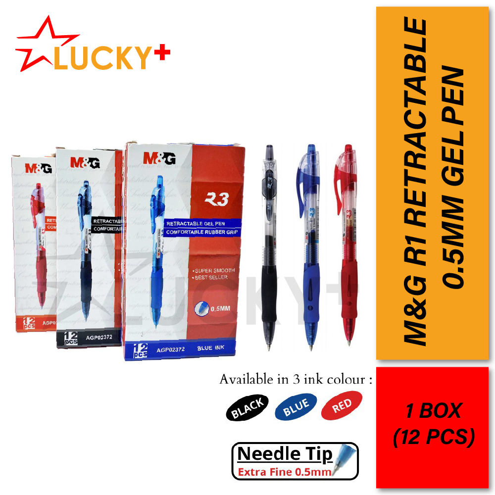 M&G R1 Retractable Gel Pen Ink Pen 0.5mm Bullet Nib (12'pcs/box ...