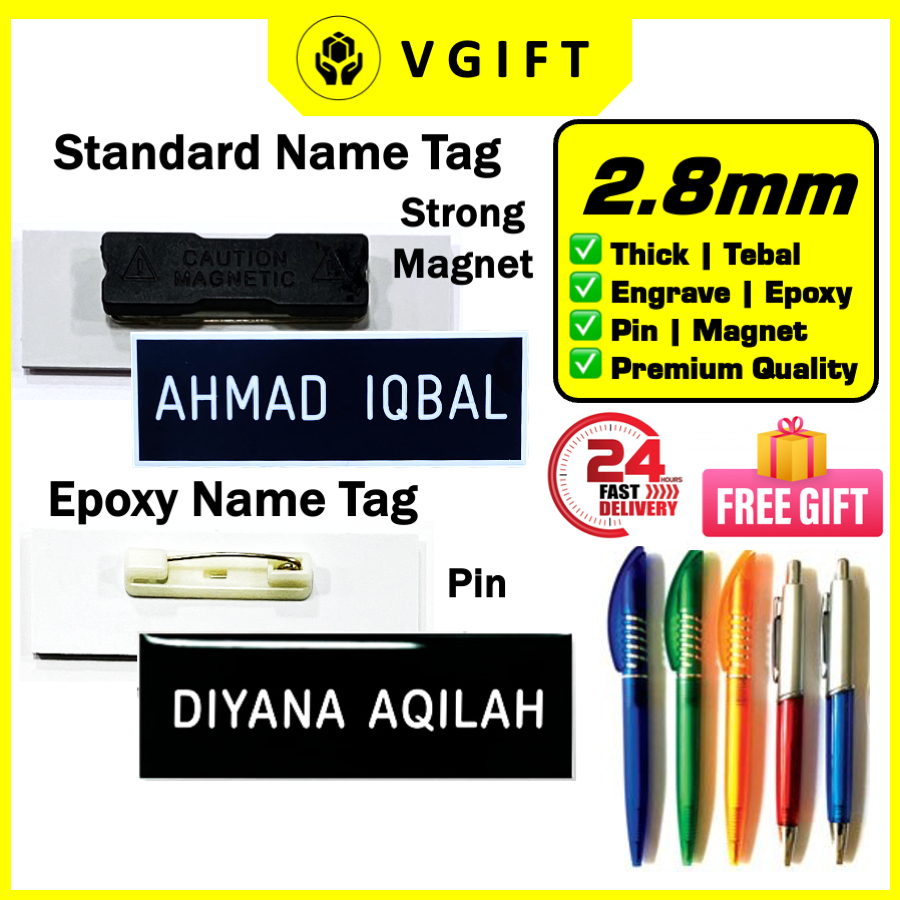 Name Tag Magnet Name Tag Pin Guru Epoxy Custom Sekolah Magnet NameTag ...
