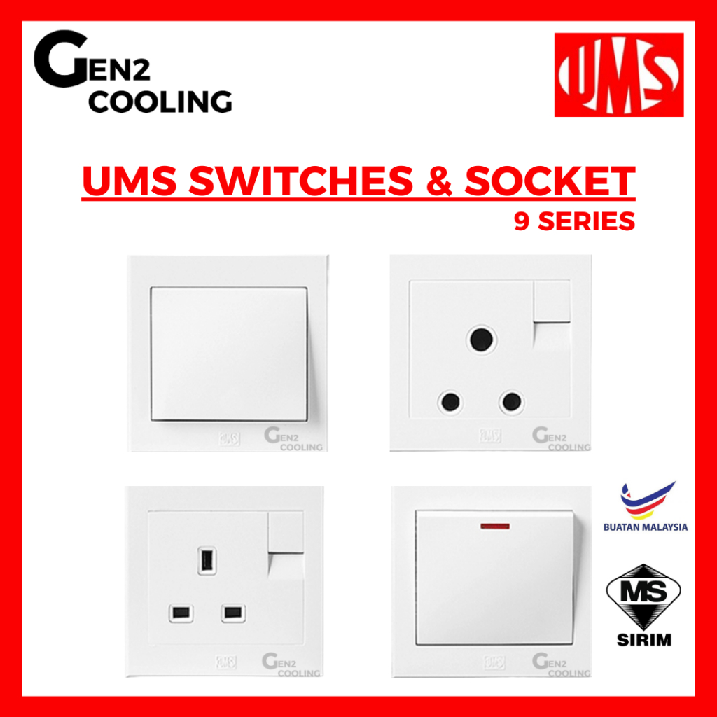 UMS 9 SERIES SWITCHES & SOCKET (SIRIM APPROVED) 1/2/3/4 Gang 20A 13A ...