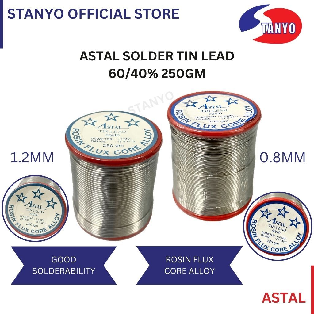 ASTAL SOLDER TIN LEAD 250GM 0.8MM / 1.2MM PATERI TIMAH TIN WIRE ROSIN ...