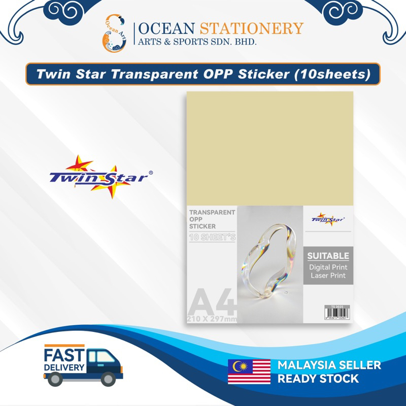 Twin Star Transparent Opp Sticker A4 10Sheets | Shopee Malaysia