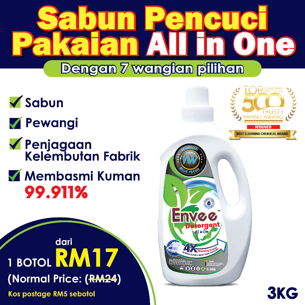 DIRECT HQ ENVEE 🔥 Sabun Pencuci Pakaian All in One Fabric Detergent All ...