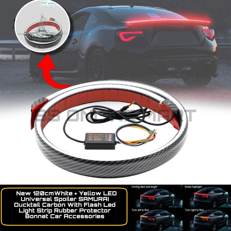New Signal Yellow 120cm Universal Spoiler SAMURAI Ducktail Carbon Flash ...