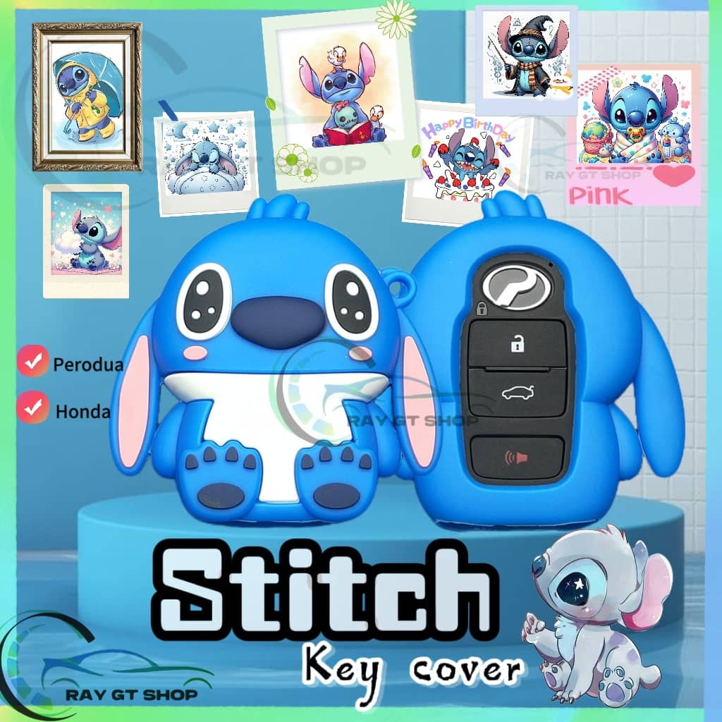 STITCH PERODUA Car Remote Smart Keyless Cartoon Key Cover Sarung Kunci ...