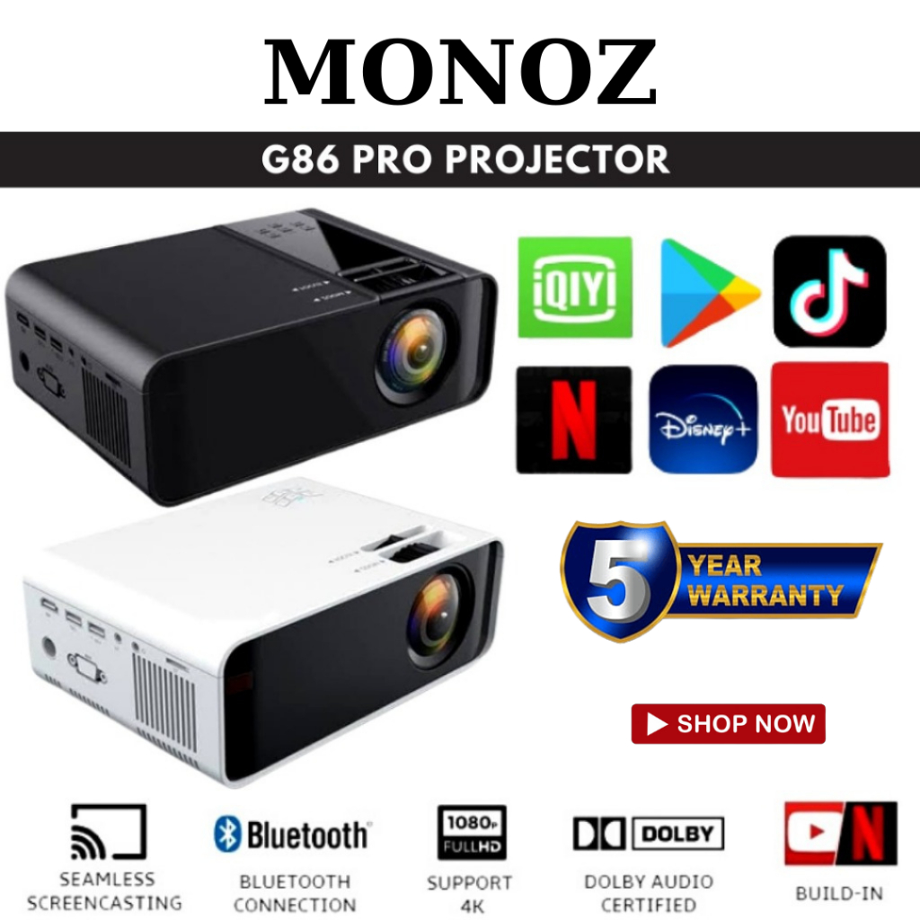💝5 Years Warranty 💝 7500 lumens G86 Projector FULL HD 1080P Android ...