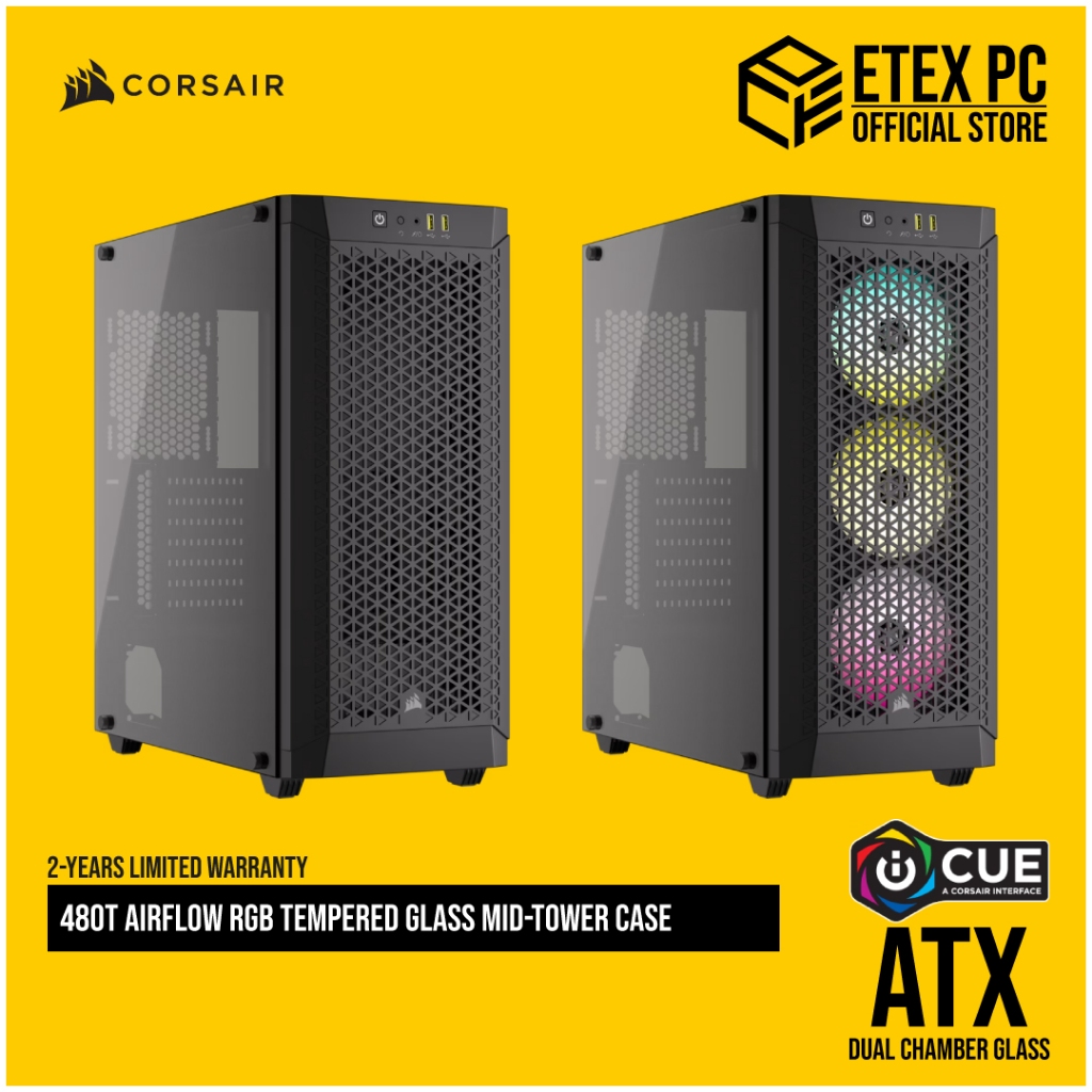 CORSAIR 480T Airflow / 480T RGB Airflow Tempered Glass Mid-Tower Case ...