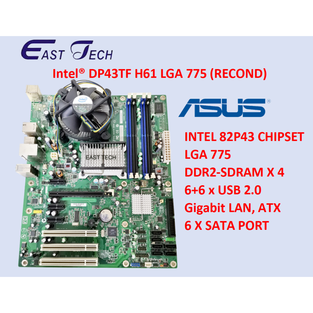 INTEL DP43TF LGA775 MAINBOARD AND INTEL Q9400 PROCESSOR (RECOND ...