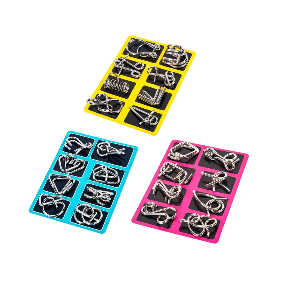 8 pcs IQ metal Puzzle Unlock Chain Brain Teaser Set education toys ...