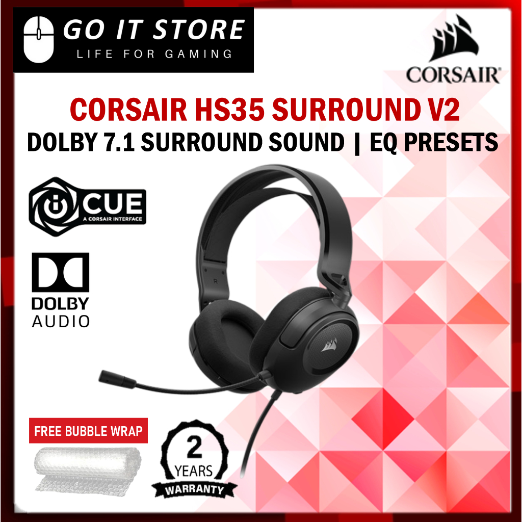 Corsair HS35 SURROUND v2 Multiplatform Dolby 7.1 Surround Sound ...