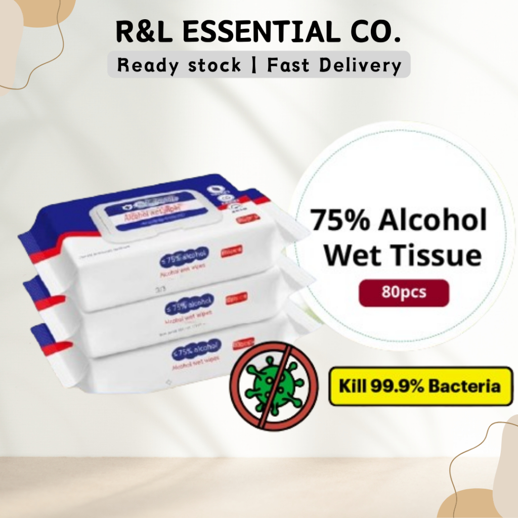 [80pcs Alcohol Wet Tissue] 75% Alcohol Wipes Sanitize Wet Tissue Anti ...