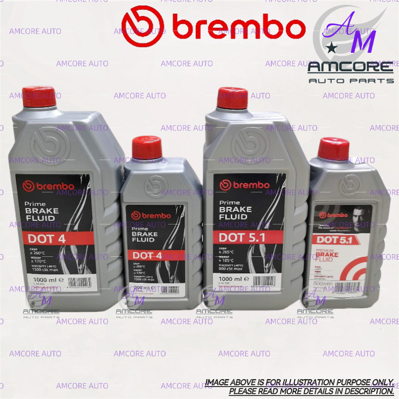 BREMBO PREMIUM BRAKE FLUID (500ML)(1 LITRE) DOT 4 / DOT 5.1 / MINYAK ...