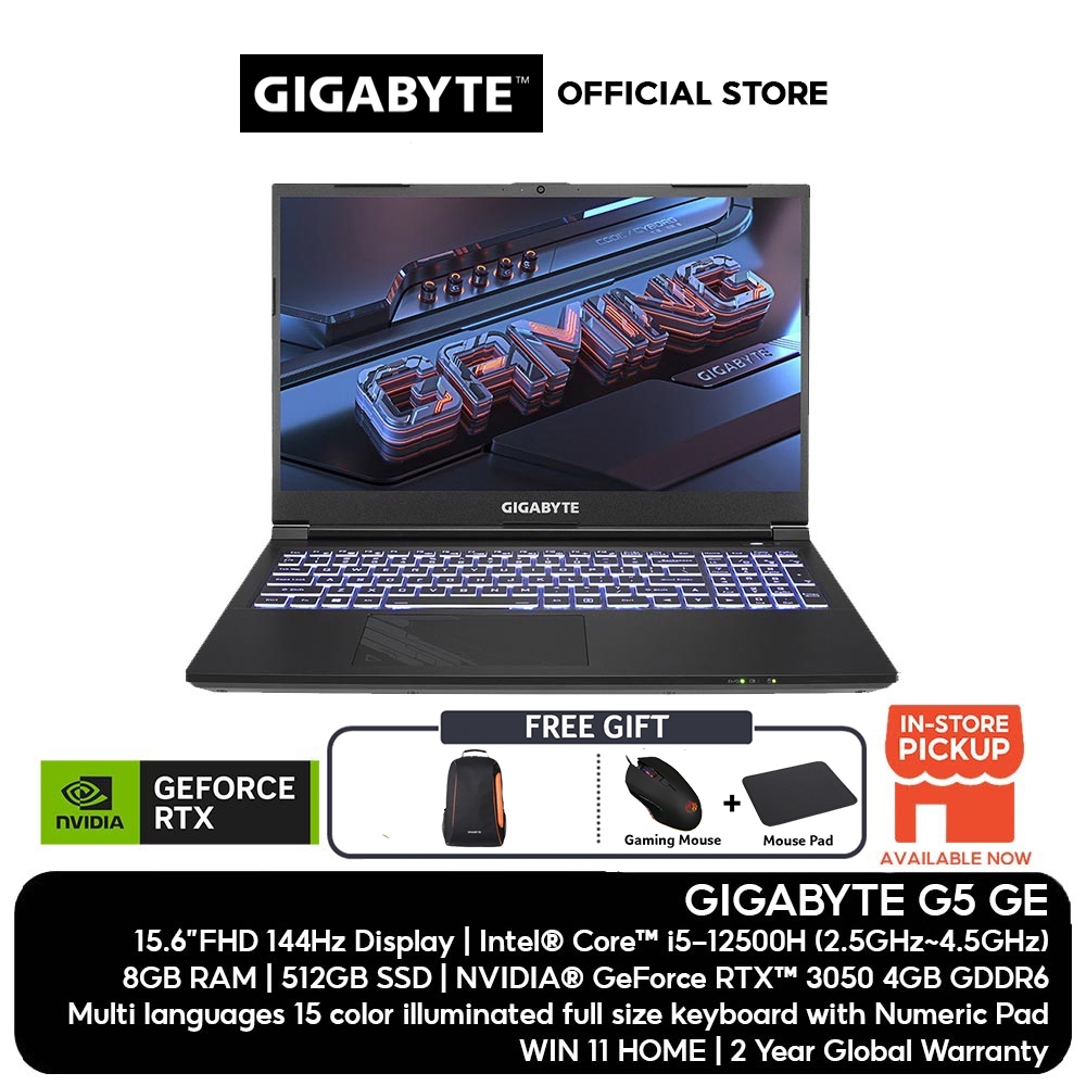GIGABYTE G5 GE / Gaming Laptop - ( I5-12500H 8GDR4 512SSD / RTX3050 ...