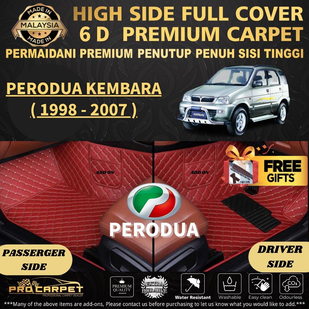 PERODUA KEMBARA ( 1998 - 2007 ) 6D PREMIUM LUXURY PU LEATHER CARPET ...