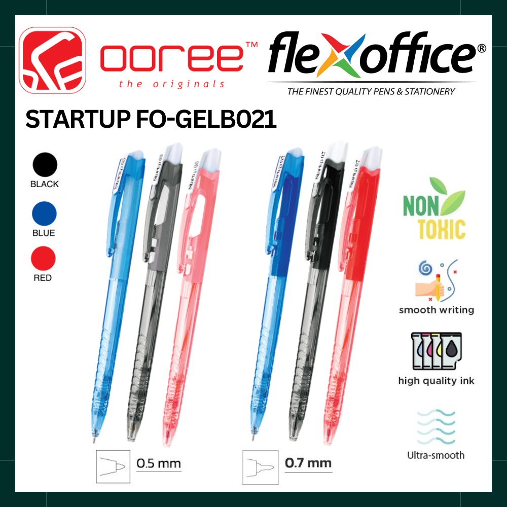 [PACK OF 4] FLEXOFFICE START UP FO-GELB021 0.5MM 0.7MM RETRACTABLE BALL ...