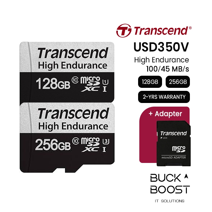 Transcend USD350V MicroSDHC UHS-I U3 Class 10 High Endurance Memory Card With Adapter (128GB ...