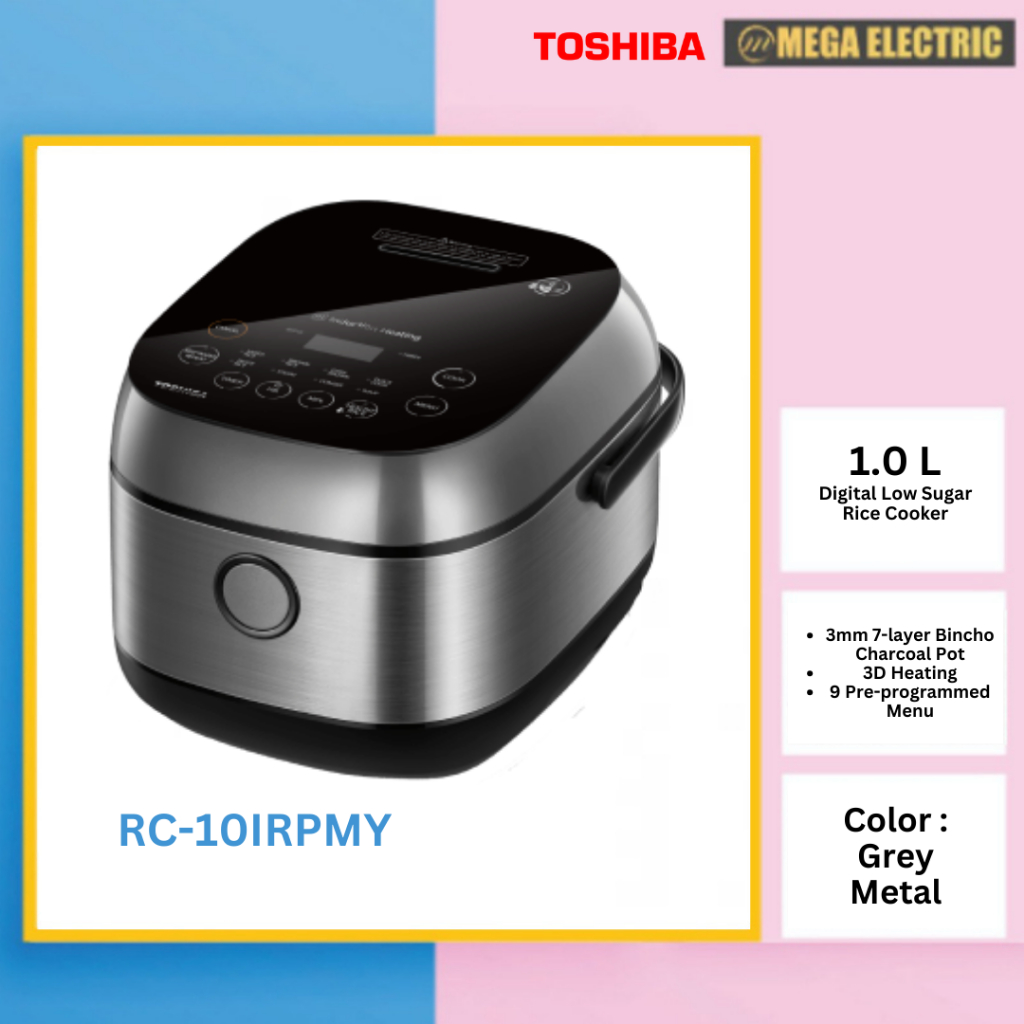 TOSHIBA 1.0L IH Digital Low Sugar Rice Cooker Grey Metal | RC-10IRPMY | Shopee Malaysia