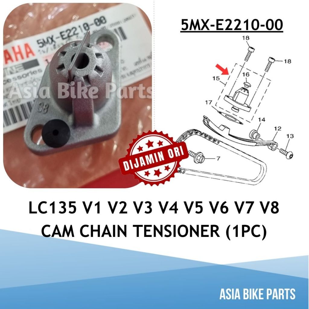 Yamaha Original LC135 V1 V2 V3 V4 V5 V6 V7 V8 Cam Chain Timing Chain Tensioner Assy - 5MX-E2210 ...