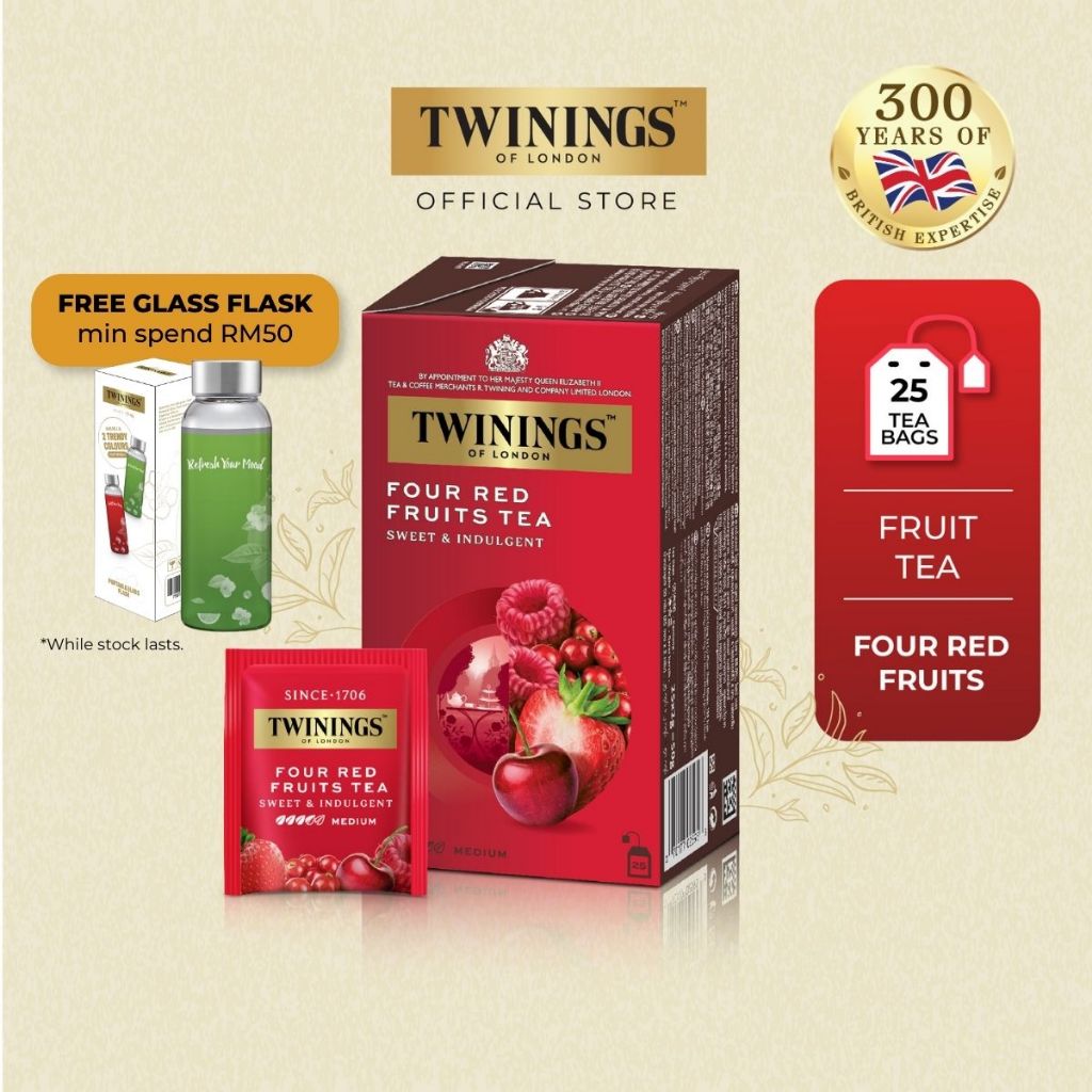 TWININGS 4 Red Fruits Flavored Tea (25's x 2g) | Flavored Black Tea ...