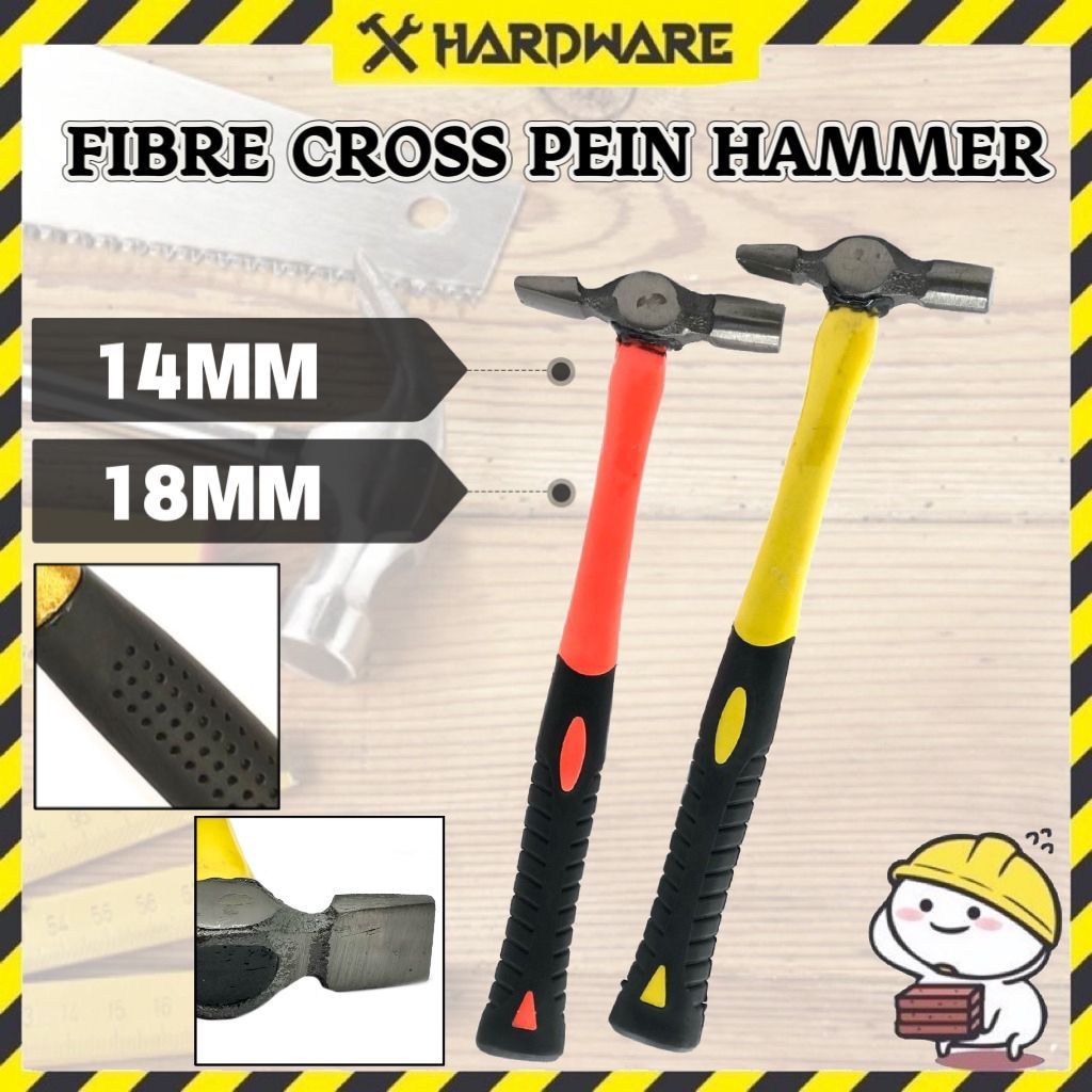 14MM/18MM FIBRE CROSS PEIN HAMMER/PEMUKUL/TUKUL/FIBREGLASS HANDLE ...