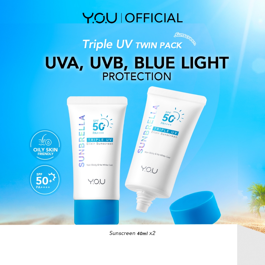 YOU Sunbrella Triple UV Elixir Sunscreen SPF 50+PA++++ UVA UVB Blue Light Protection Face & Body ...