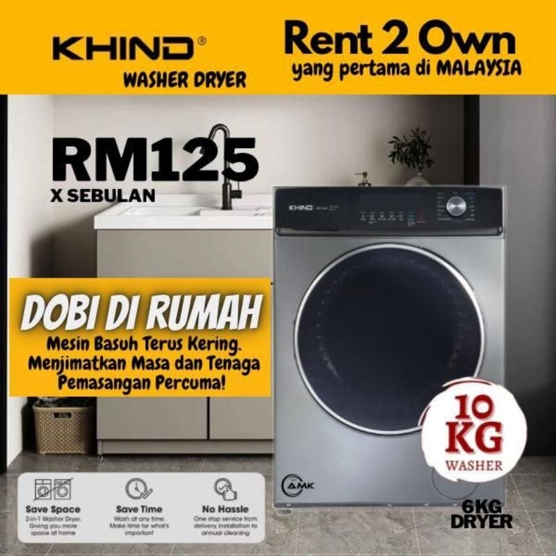 KHIND WASHER DRYER 2 IN 1 | RENT TO OWN @ CASH | 2024 🔥🔥🔥 | Shopee Malaysia