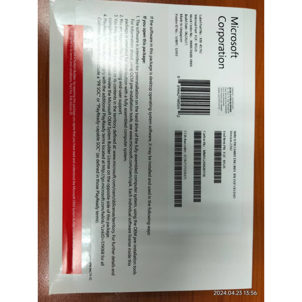 Microsoft Windows 11 Pro English 64-bit - DVD Version (FQC-10528 ...